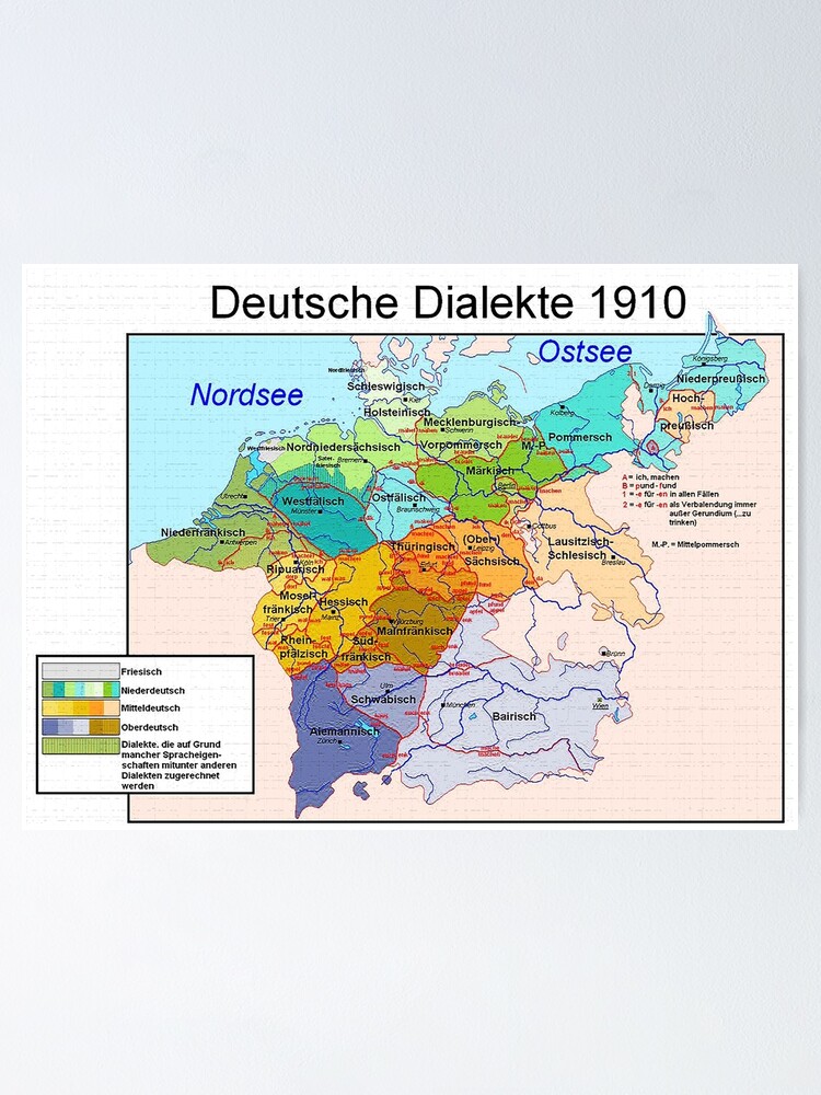 "German Dialects...regional map vintage 1910." Poster for Sale by ...
