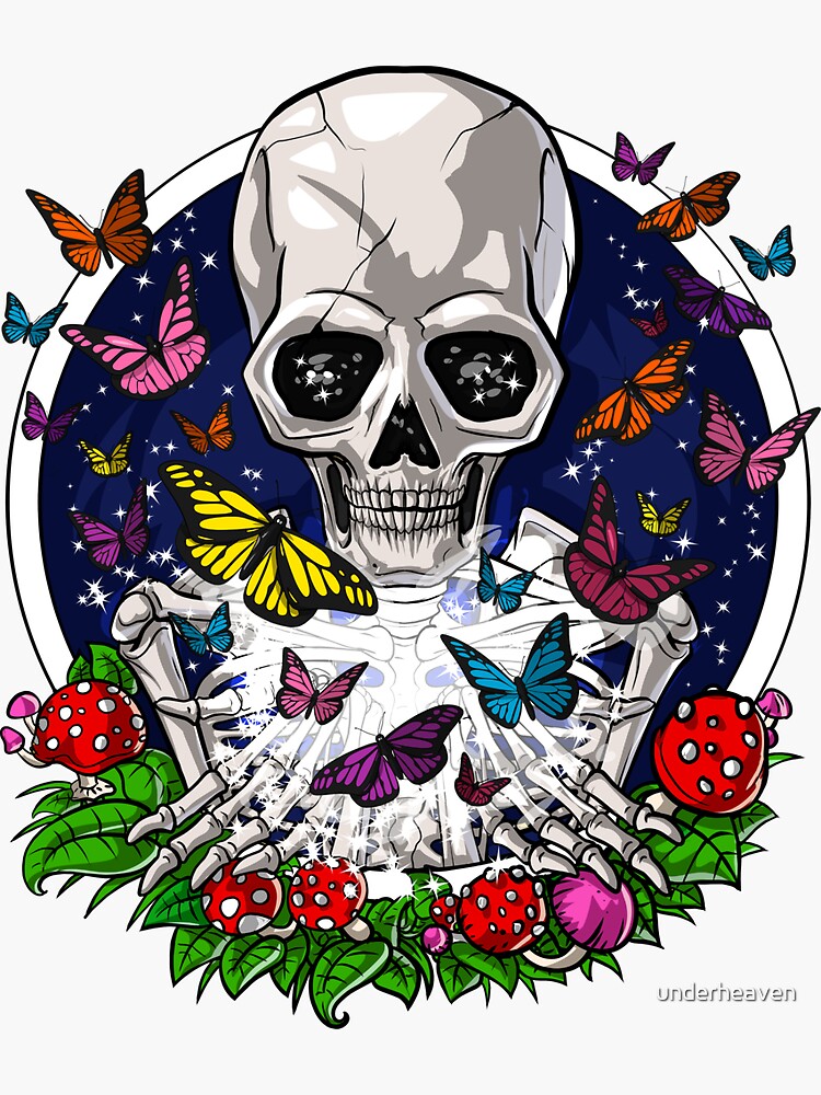 "Hippie Skeleton" Sticker for Sale by underheaven | Redbubble
