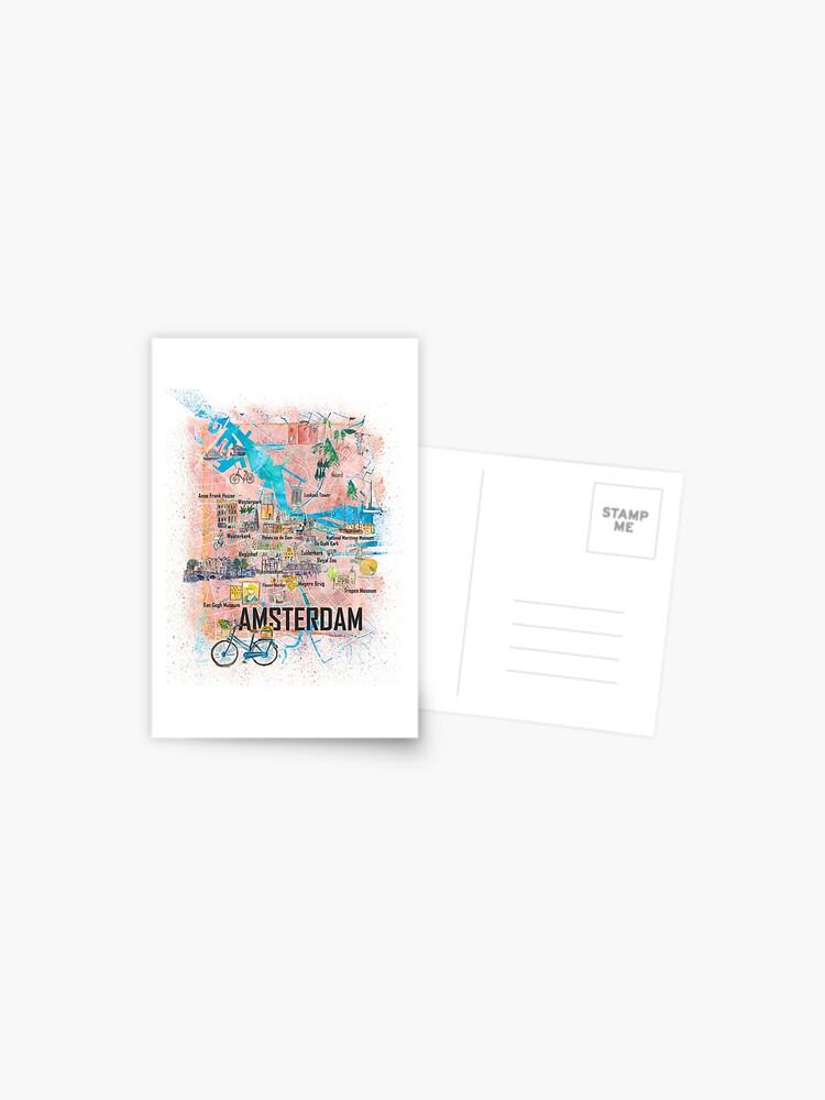 "Amsterdam Netherlands Illustrated Map with Main Roads Landmarks and ...