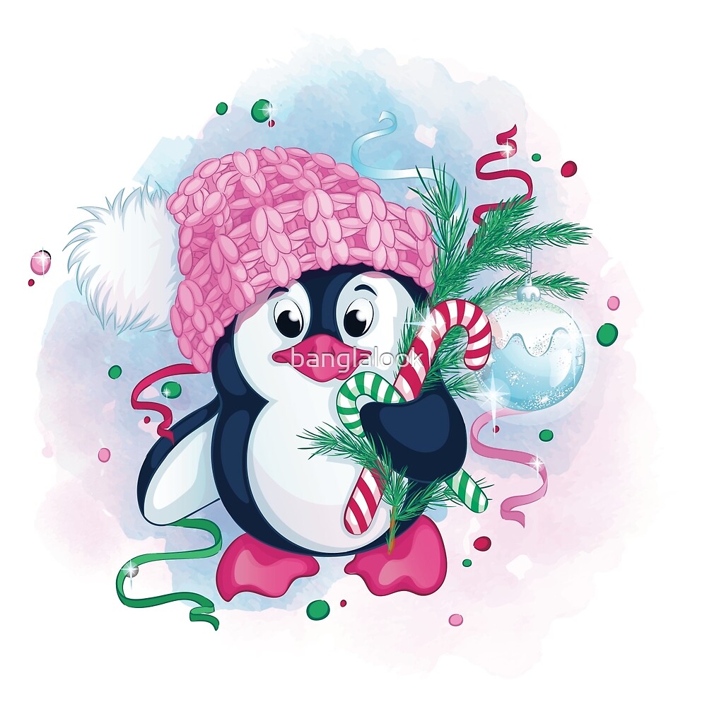 "pink cute-penguin" by banglalook | Redbubble