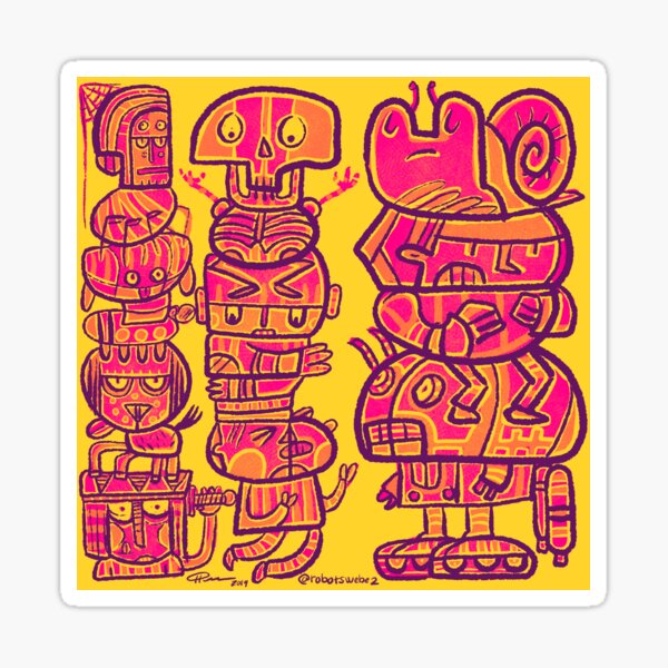 "Robot buddies havin fun" Sticker for Sale by Gammaraybots | Redbubble