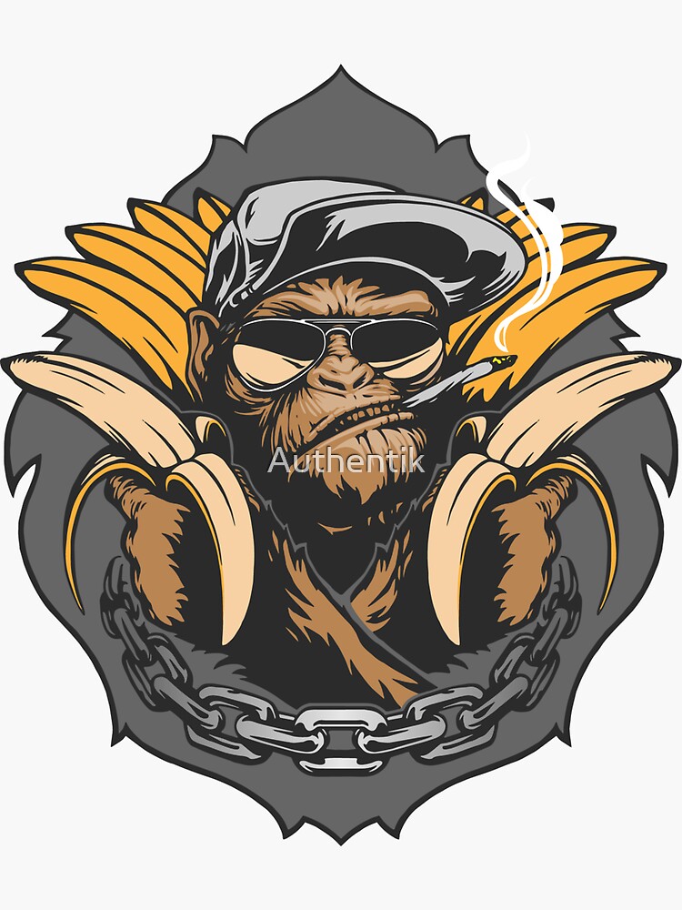"Gangsta OG Monkey" Sticker for Sale by Authentik | Redbubble