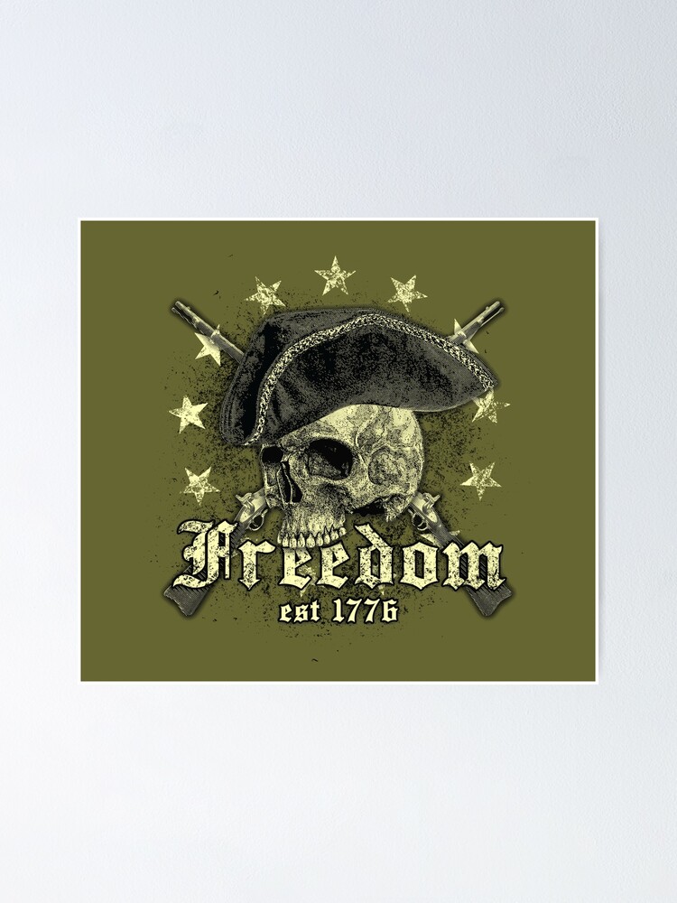 "Patriotic Tricorn Wearing Skull with Crossed Muskets i.e. Freedom ...