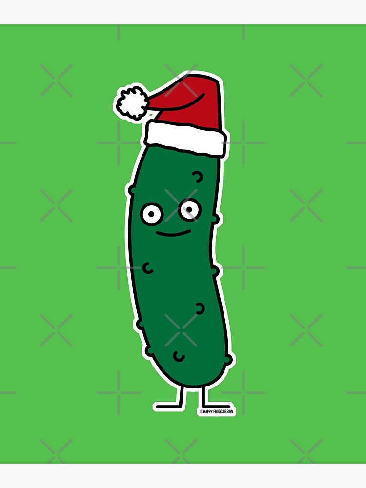 "Christmas Dill Pickle wearing a Santa Hat holiday" Greeting Card for ...