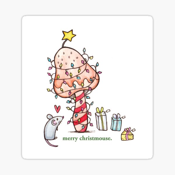 "Merry Christmouse Christmas Card" Sticker for Sale by cuteordeath ...