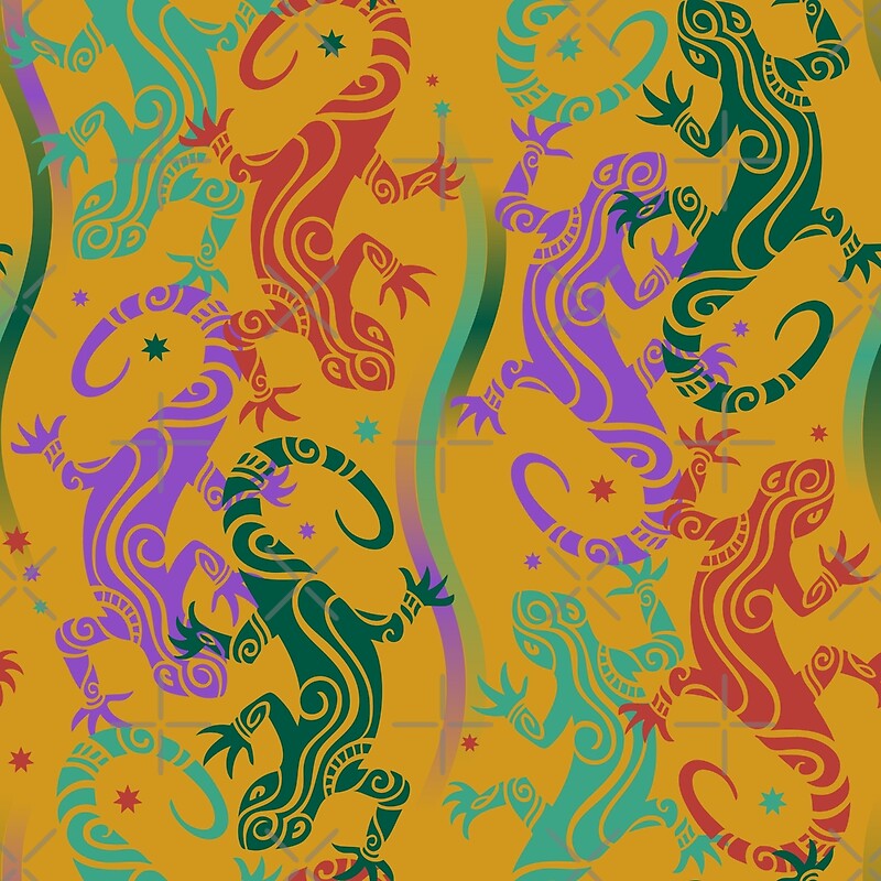 "Lizards on ochre background" by Irina Ivanova | Redbubble