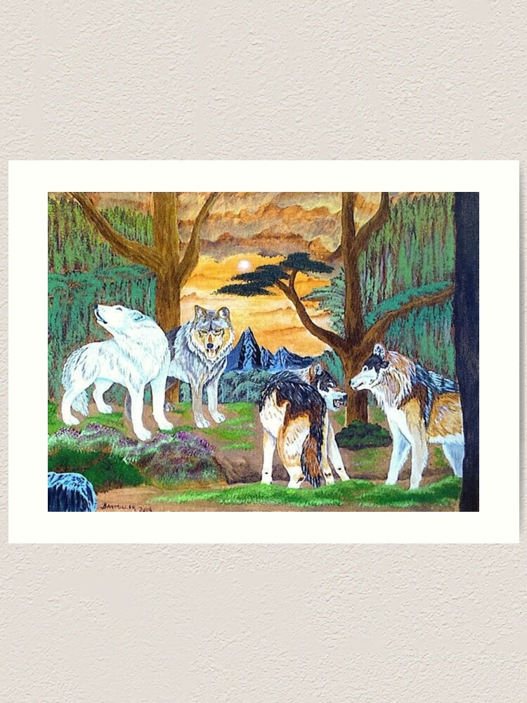 "Wolf pack" Art Print by akitamanstudios | Redbubble
