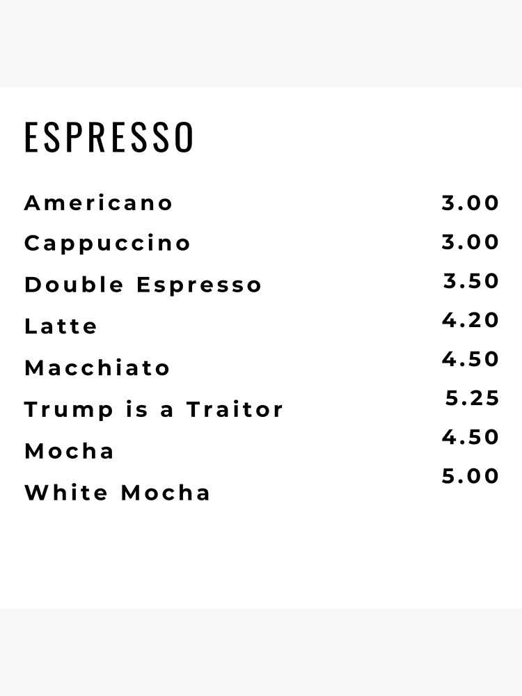 "Espresso Menu" Poster by cleversatility | Redbubble
