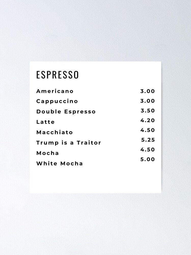 "Espresso Menu" Poster by cleversatility | Redbubble