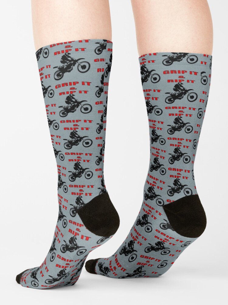 "Grip It and Rip It Dirt Bike Racer" Socks for Sale by taiche | Redbubble