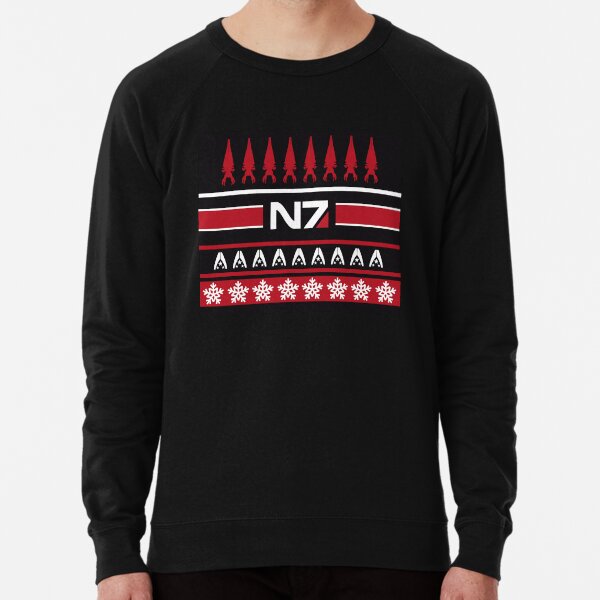 "BLACK Mass Effect Christmas Jumper" Lightweight Sweatshirt for Sale by ...