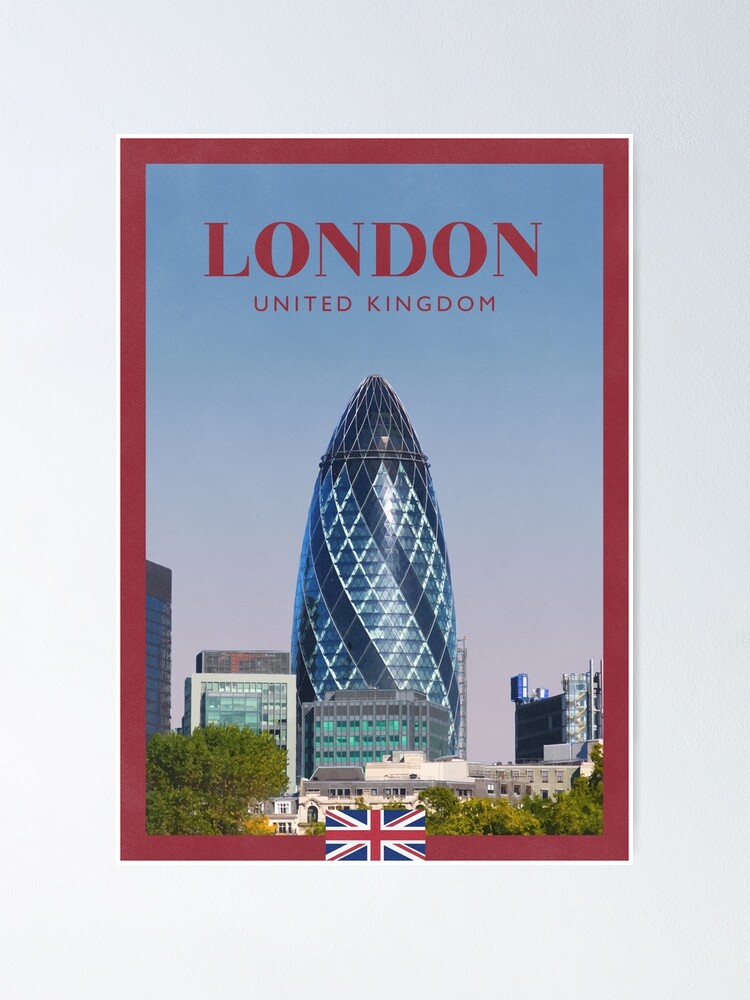 "Travel Poster - The Gherkin, London, United Kingdom" Poster for Sale ...