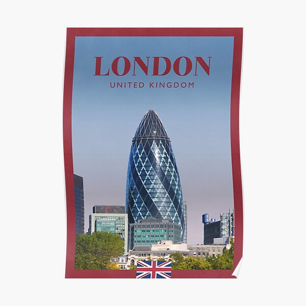 "Travel Poster - The Gherkin, London, United Kingdom" Poster for Sale ...