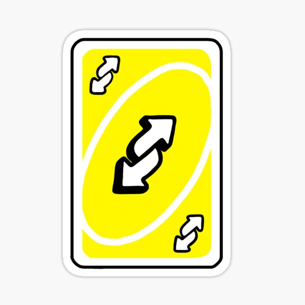 "Yellow UNO Reverse card" Sticker for Sale by sarabee13 | Redbubble