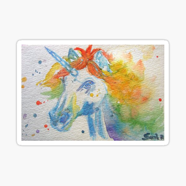 "Unicorn Watercolor Painting - Magical Rainbow" Sticker for Sale by ...
