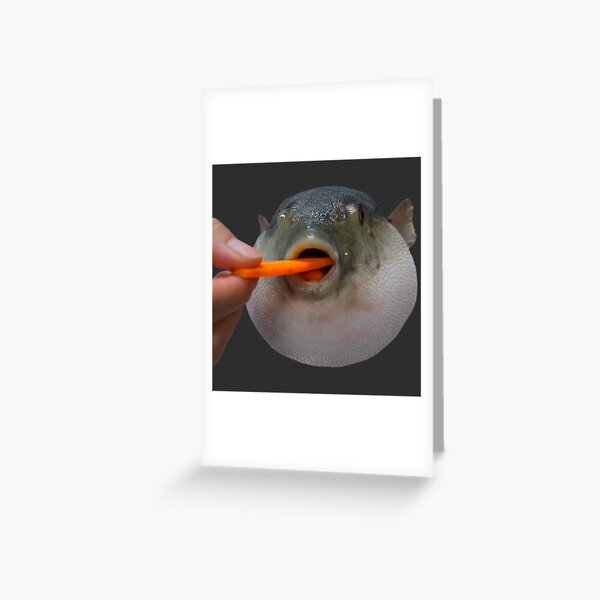 "Pufferfish Eating a Carrot Meme " Greeting Card by Goath | Redbubble