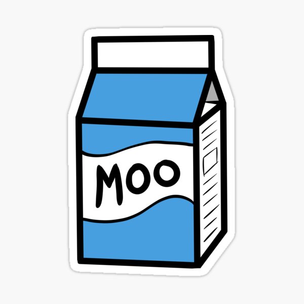 "Moo Milk Carton" Sticker by KingScribbler | Redbubble
