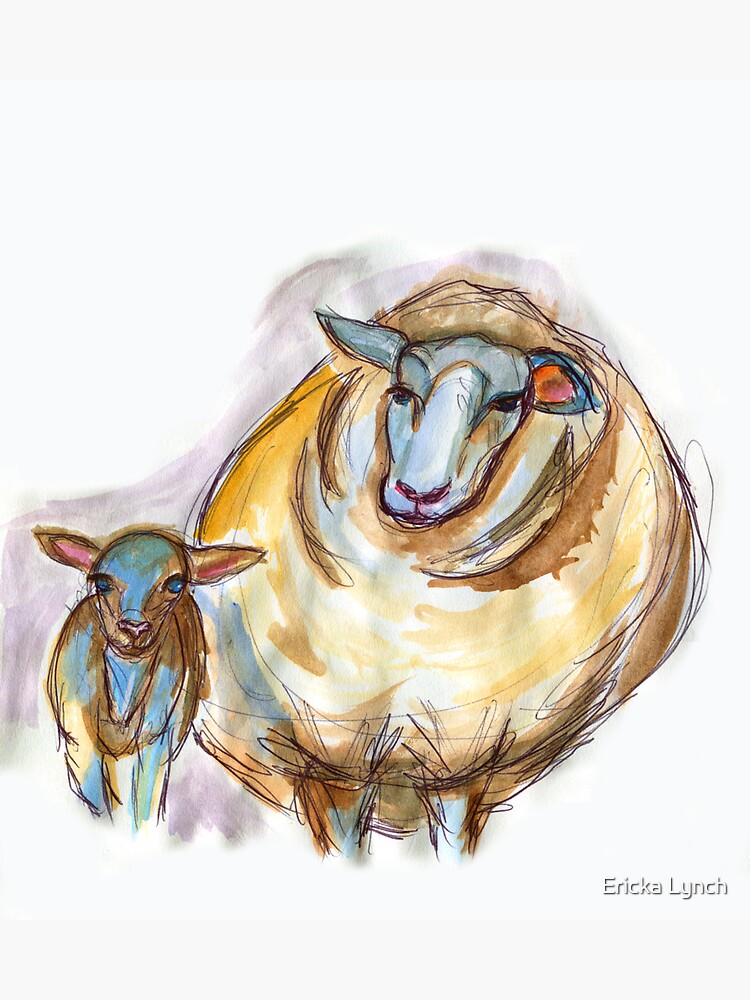 "Big Mama and Baby Sheep" Sticker for Sale by EELynch | Redbubble