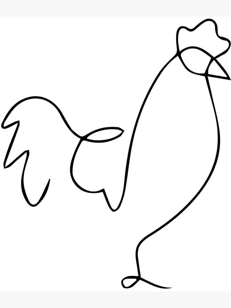 Rooster - Hens - One Line - One line Premium Matte Vertical Poster sold ...