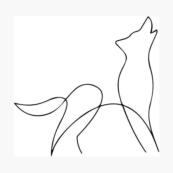 Impression photo « Loup - One Line - Un trait - Dessin au trait », par ...
