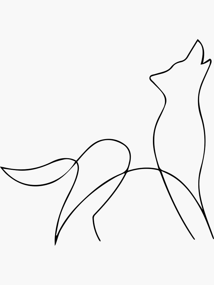 Sticker « Loup - One Line - Un trait - Dessin au trait », par Stolziiio ...