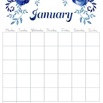 "January undated calendar Monday" Poster for Sale by Kamila Stankiewicz ...