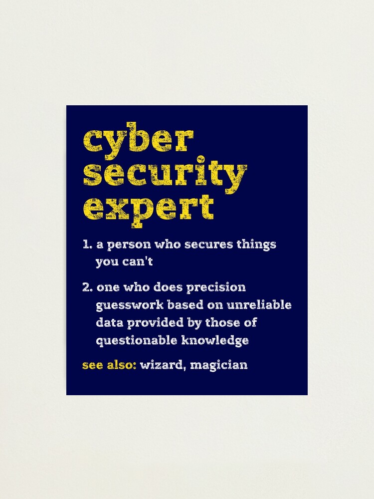 "Funny Cyber Security Definition Distressed Computer Geek" Photographic ...