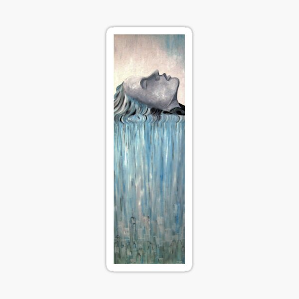 "Painting of a women with long blue hair" Sticker by Saulis | Redbubble