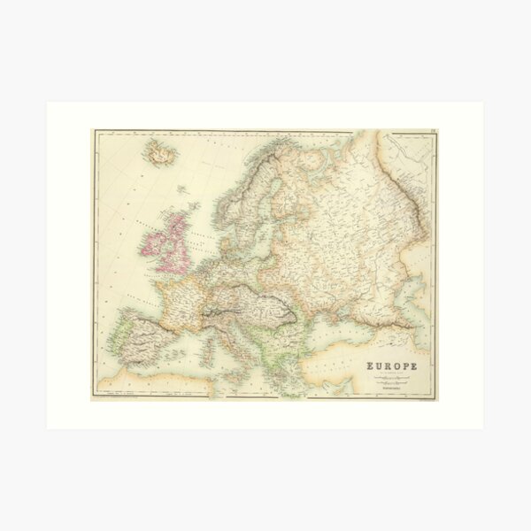 "Old Vintage Map of Europe Digital Poster Europa" Art Print for Sale by ...