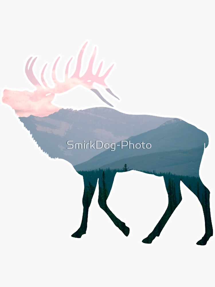 "Pink Elk Silhouette" Sticker for Sale by SmirkDog-Photo | Redbubble