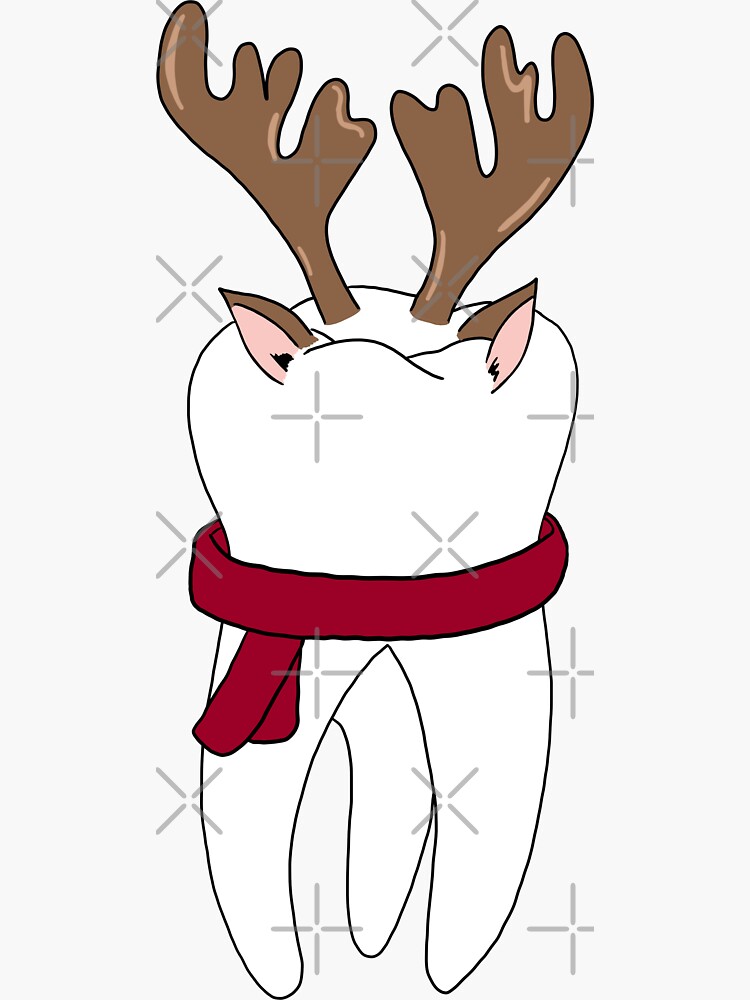 "Tooth reindeer Christmas" Sticker by carries-anatomy | Redbubble