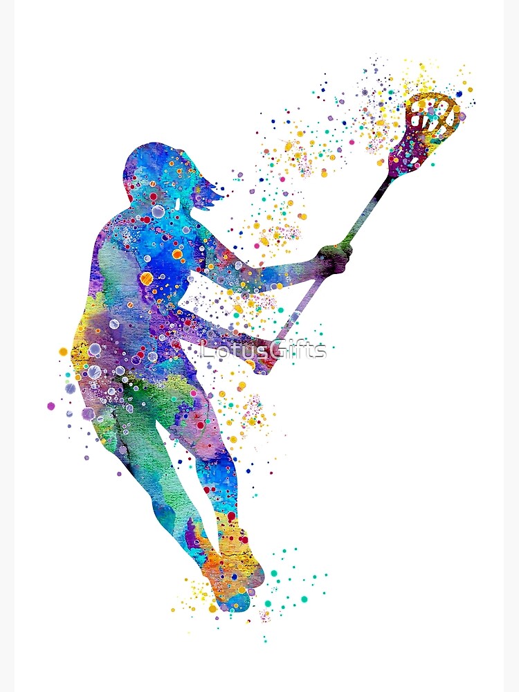 Lacrosse Girl Watercolor Painting Art Print Gifts Premium Matte ...