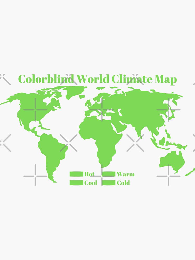"Colorblind World Climate Map" Sticker by InVisibleColors | Redbubble