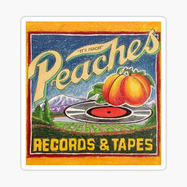 "Peaches Records and Tapes" Sticker for Sale by EmmylouRose | Redbubble