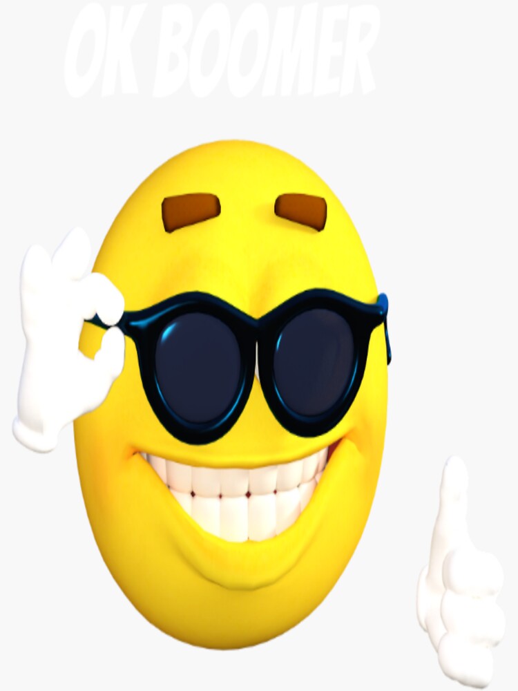 Pegatina «OK Boomer Smiley Face Emoji» de obviouslogic | Redbubble