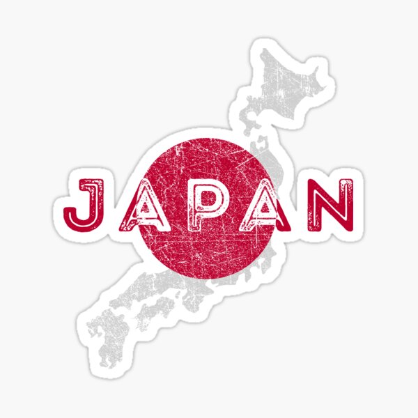 "Japan Map Shape and Flag" Sticker by ockshirts | Redbubble