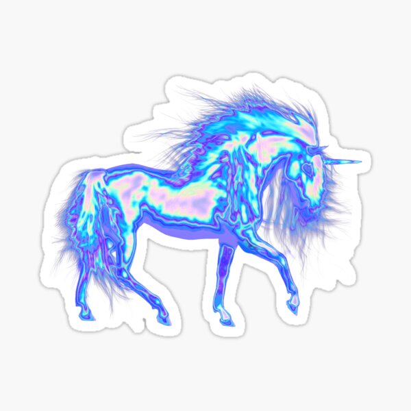 "Blue Unicorn " Sticker for Sale by dinaaaaaah | Redbubble