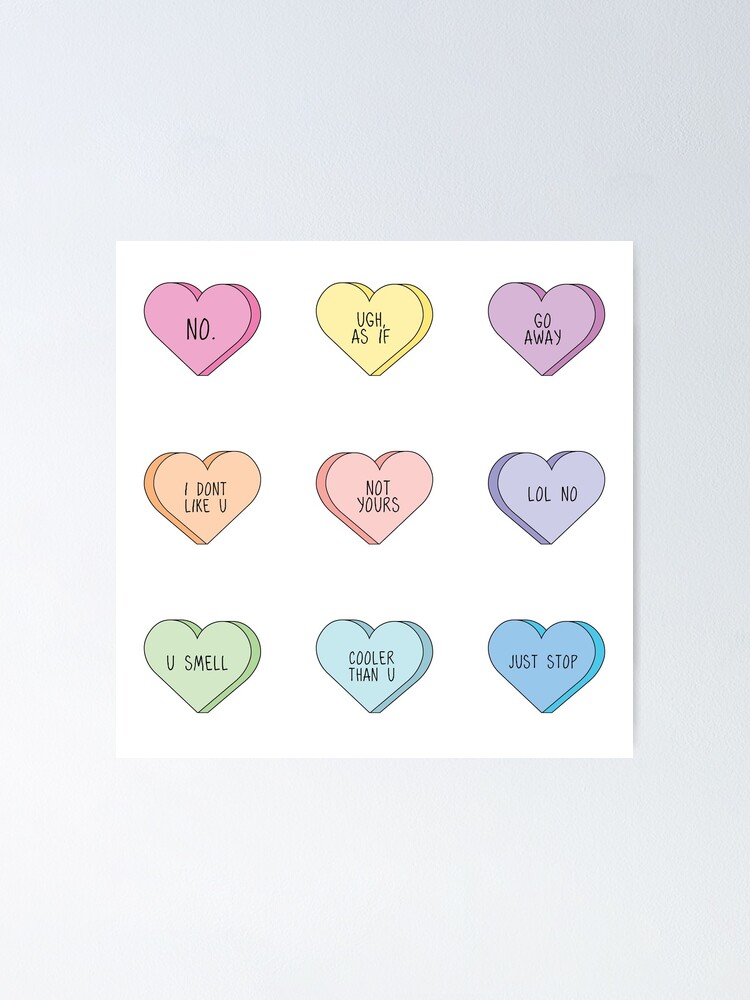 "Rude Candy Hearts" Poster by inkha | Redbubble