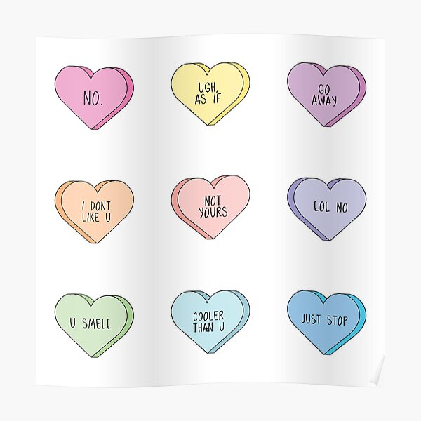"Rude Candy Hearts" Poster by inkha | Redbubble