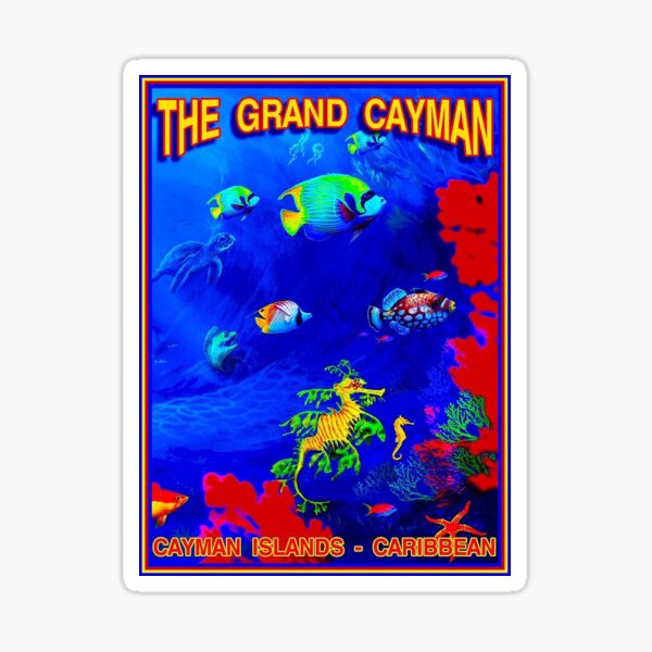 "GRAND CAYMAN Sea Life Travel Advertising Print " Sticker for Sale by ...