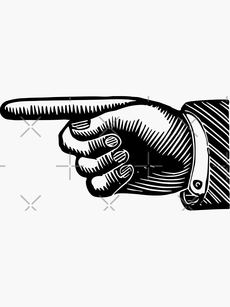 "Vintage Retro Pointing Finger " Sticker for Sale by knightsydesign ...