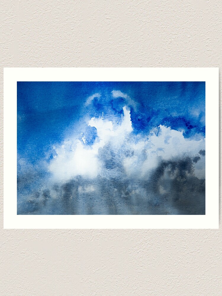"Blue Sky Painting Blue Sky Watercolour Painting by Syman Kaye - Modern ...