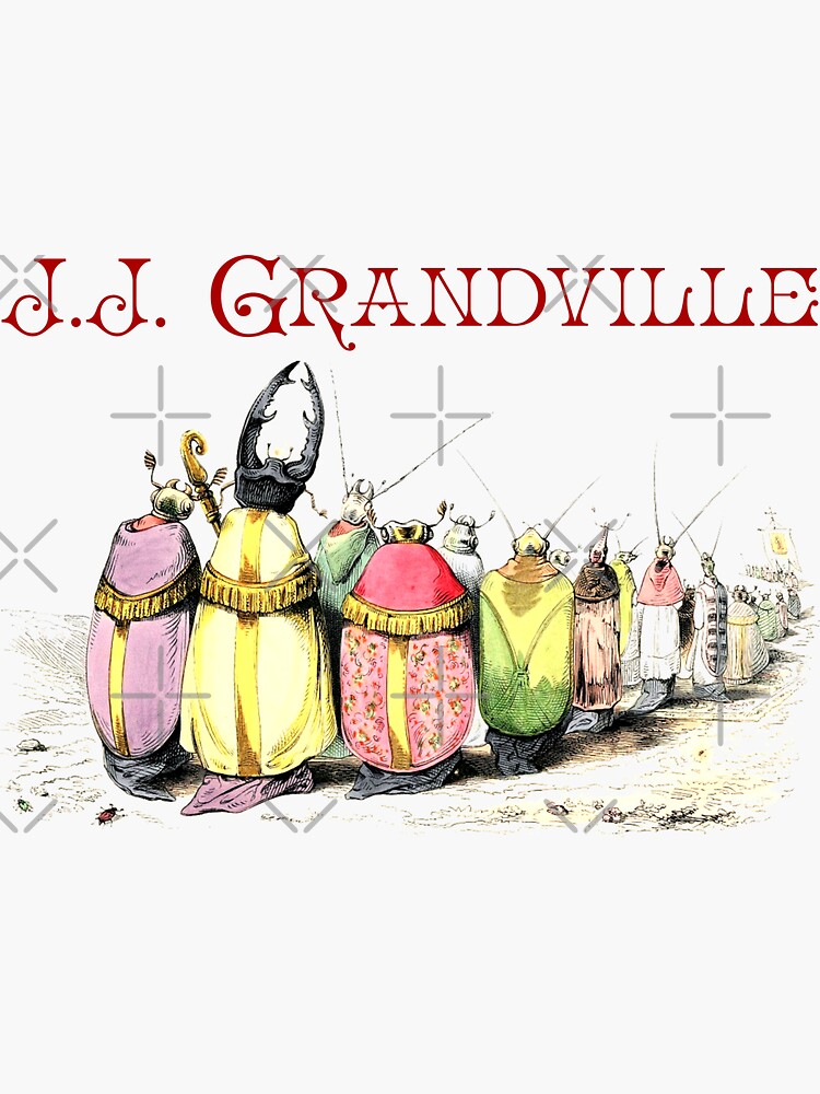 "Grandville Funny Bugs Priests" Sticker by alexvas | Redbubble