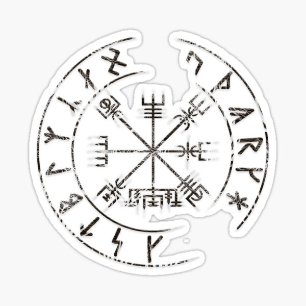 "Wooden Runic Vegvisir" Sticker for Sale by SerpensCreative | Redbubble