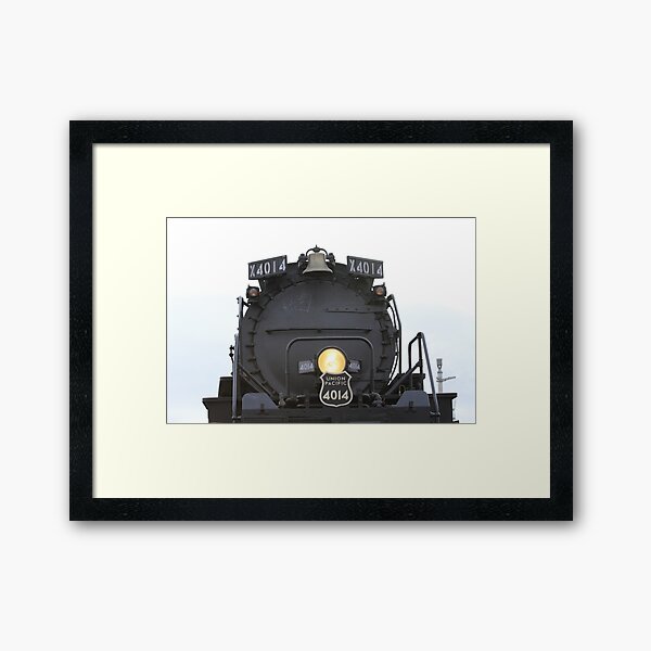 "Big Boy 4014 closeup with a light on the front." Framed Art Print for ...