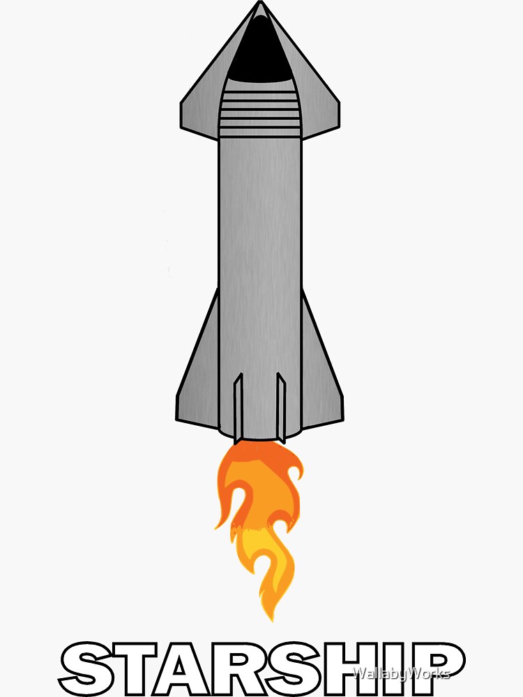 "SpaceX Starship Artwork" Sticker by WallabyWorks | Redbubble