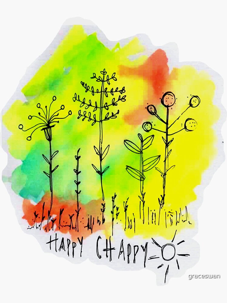 "happy chappy" Sticker for Sale by graceswan | Redbubble
