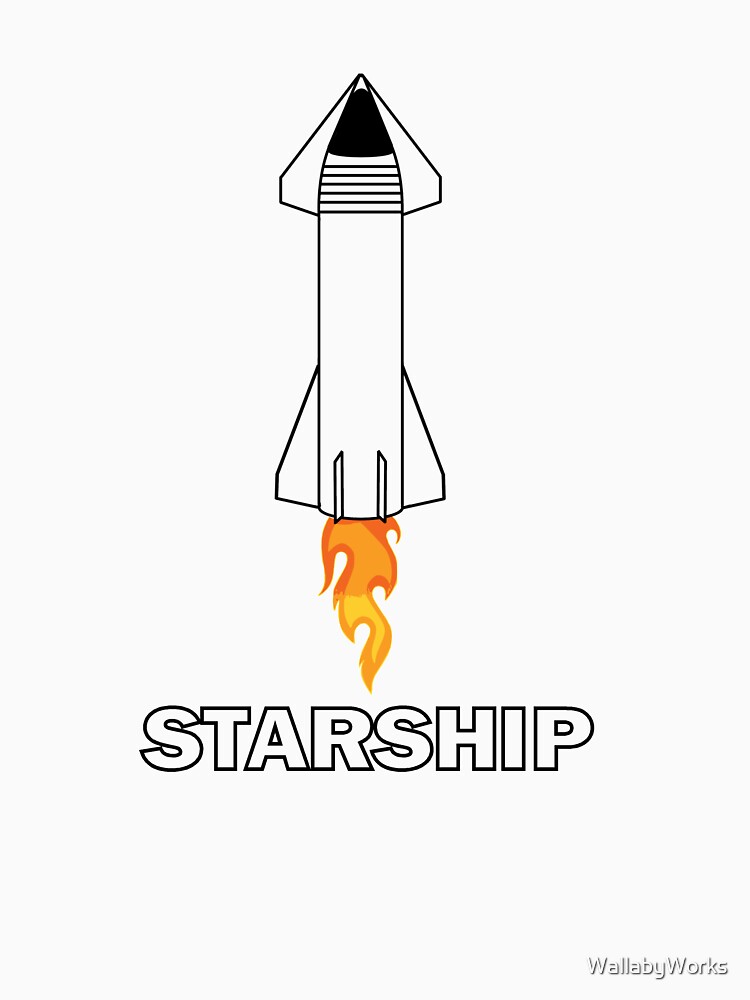 "SpaceX Starship Artwork" T-shirt for Sale by WallabyWorks | Redbubble ...