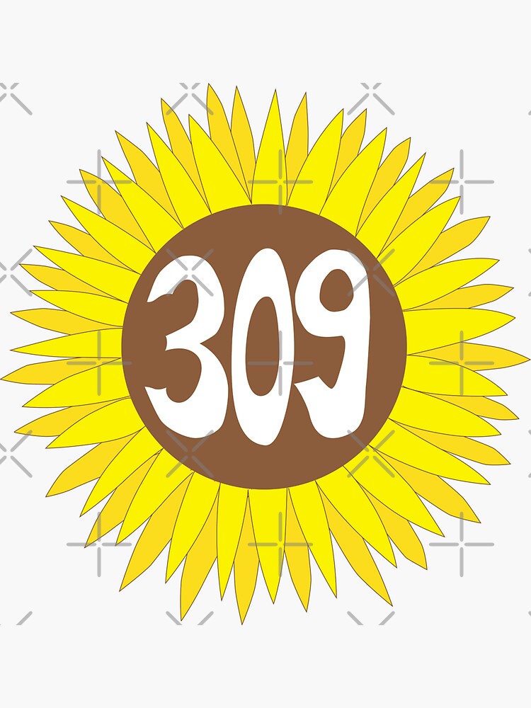 "Hand Drawn Illinois Sunflower 309 Area Code" Sticker by itsrturn ...