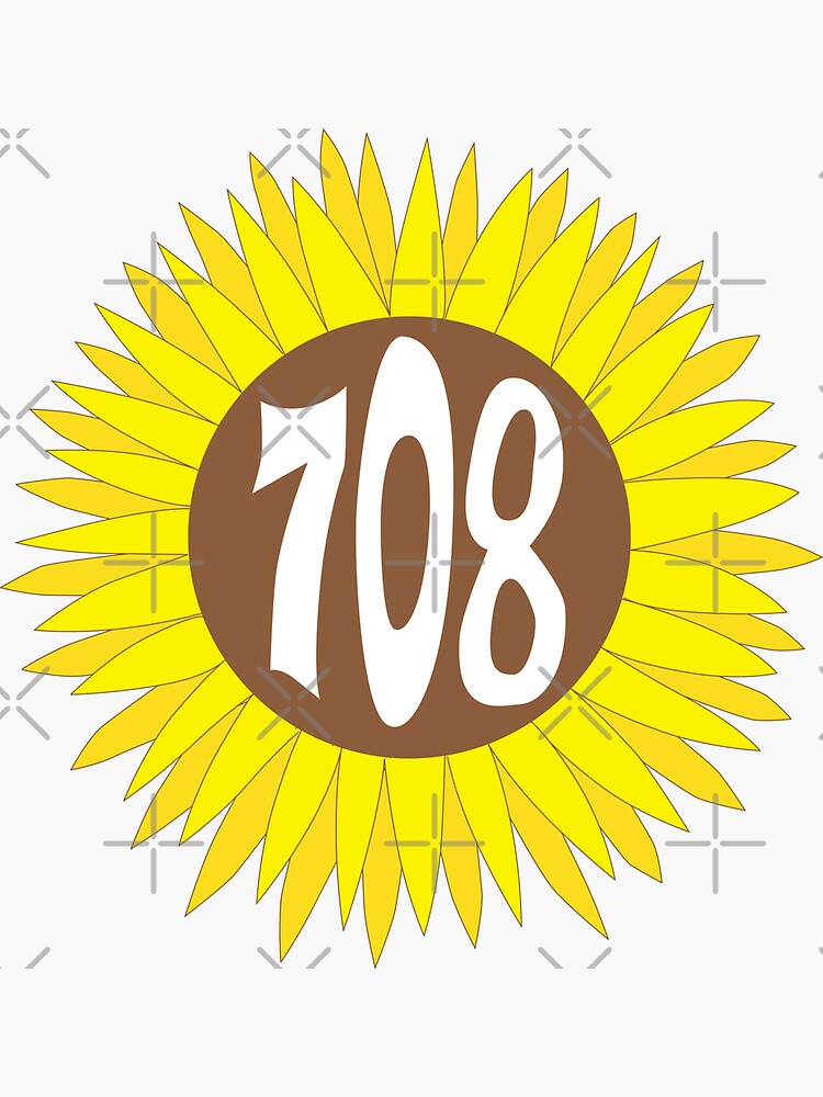 "Hand Drawn Illinois Sunflower 708 Area Code" Sticker for Sale by ...